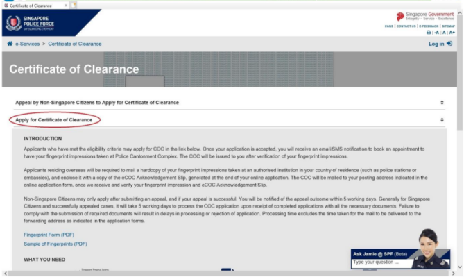 Singapore Step-by-step plan Certificate of Clearance (COC)