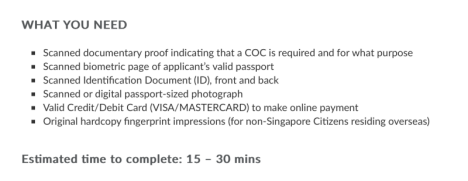 Singapore Step-by-step plan Certificate of Clearance (COC)