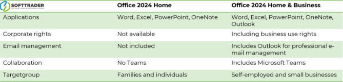 Microsoft Office 2024 Home vs Home & Business vs Standard vs ...