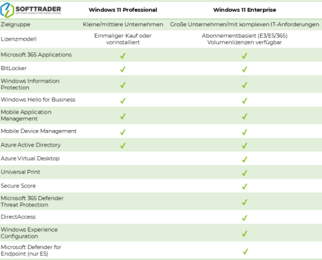 Windows 11 Enterprise vs. Pro: die Unterschiede