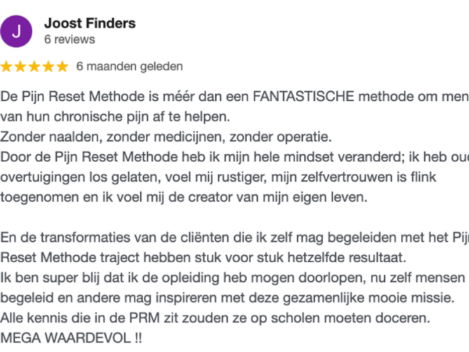 De officiële pagina van de Pijn Reset Methode®