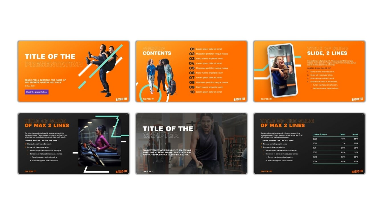 PowerPoint template Basic-Fit: Voor GOUD gaan met PowerPoint
