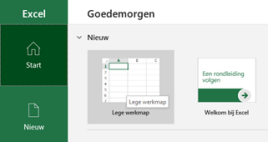 Nieuwe werkmap maken in Excel