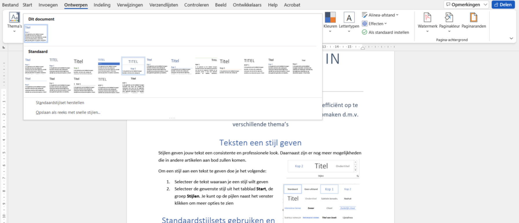 Stijlen gebruiken in Word