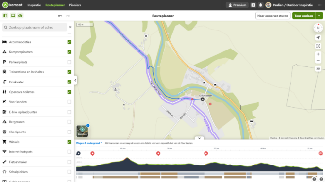 Meerdaagse wandelroutes plannen in Komoot