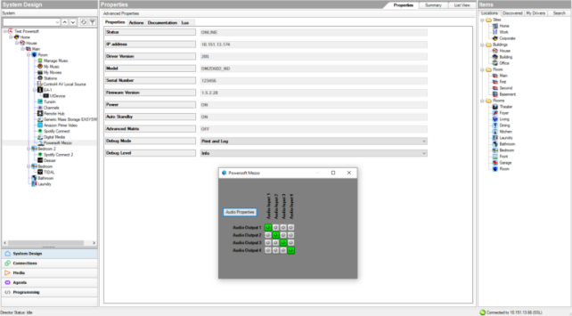 Control4 plugin voor Powersoft Mezzo