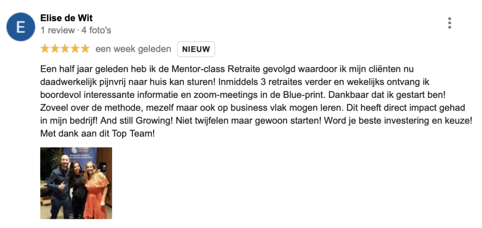 De (oude) officiële pagina van de Pijn Reset Methode