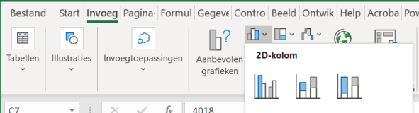 Een kolom- of staafgrafiek maken in Excel