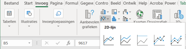 Een lijngrafiek maken in Excel