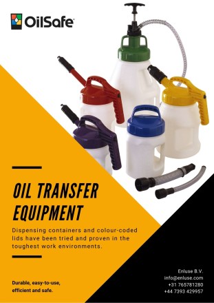 Oil transfer containers and lids