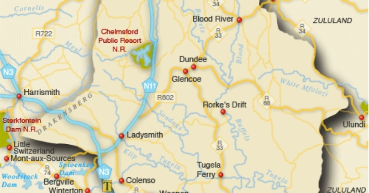 Kaart van de Battlefields Route in Zuid-Afrika | Exclusive Culitravel
