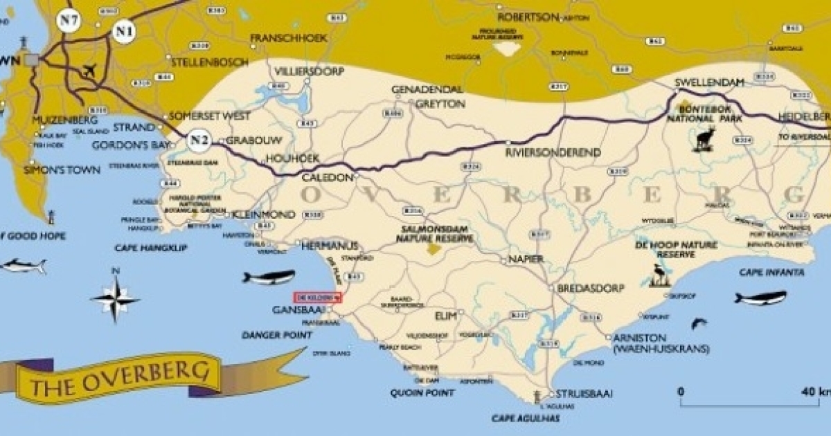 Kaart van de Overberg regio in Zuid-Afrika | Exclusive Culitravel