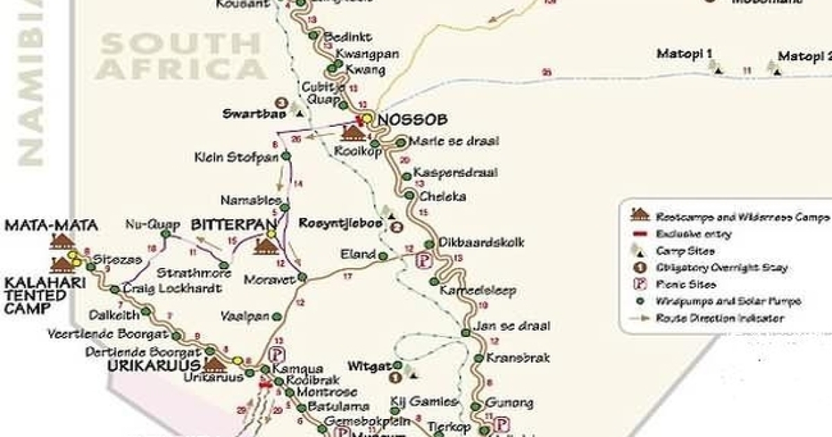 Kaart van het Kgalagadi Transfrontier Park | Exclusive Culitravel