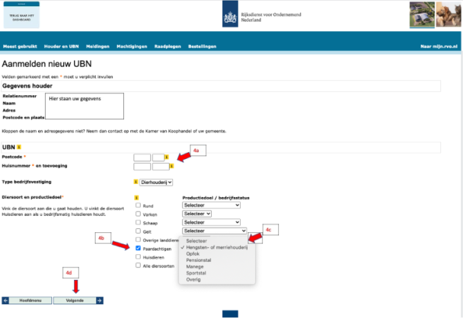 Handleiding: Dierlocatie UBN paarden registeren - ik heb nog geen UBN