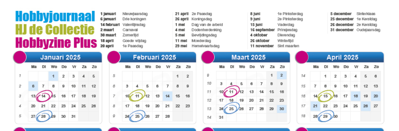 Hobbyjournaal Jaarplanning tijdschriften 2025
