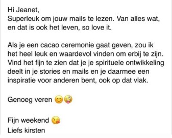 Maandelijkse Mails Jeanet Wolf - Lifestyle of Business