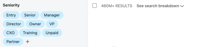 Seniority level on LinkedIn