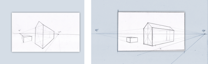 Oefenen met het tweepuntsperspectief: eenvoudig huis