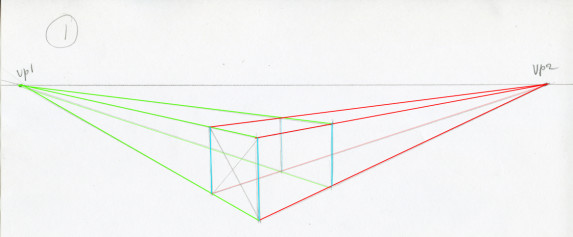Oefenen met het tweepuntsperspectief: eenvoudig huis