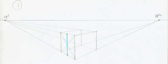 Oefenen met het tweepuntsperspectief: eenvoudig huis