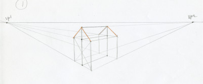 Oefenen met het tweepuntsperspectief: eenvoudig huis