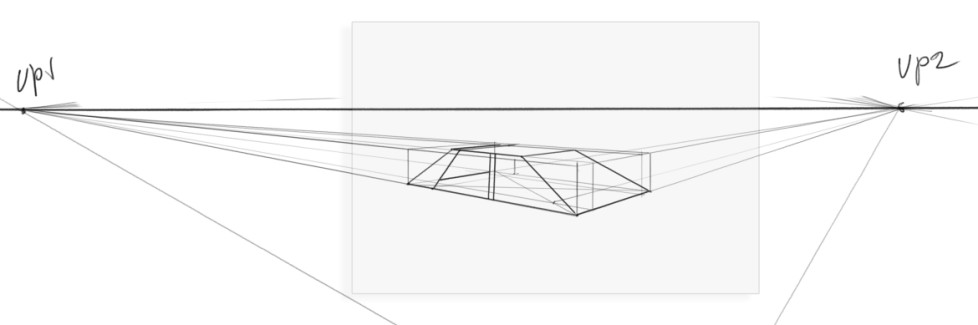 Oefenen met tweepuntsperspectief: autodak